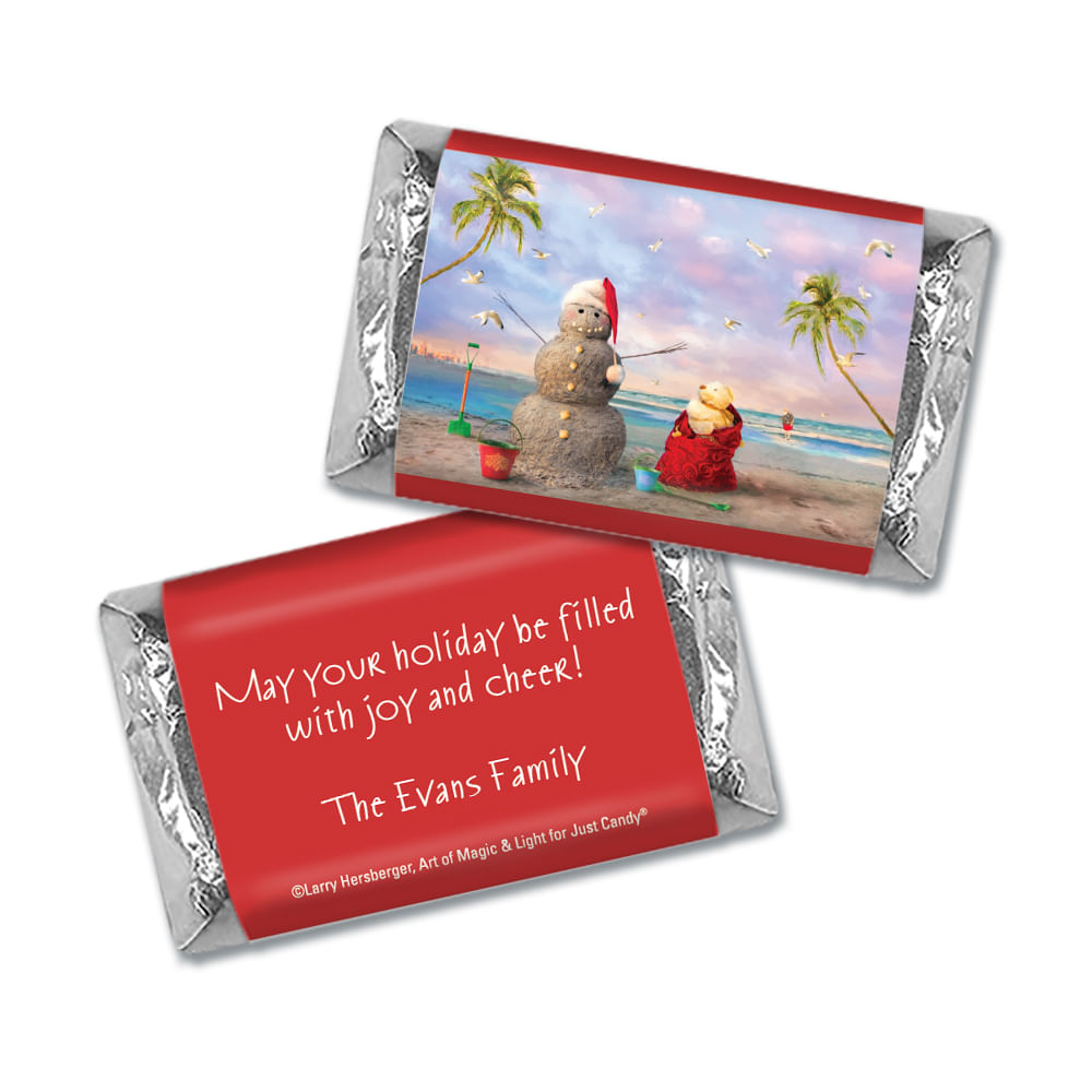 Personalized Christmas Tropical Snowman Mini Wrappers Only - JustCandy.com