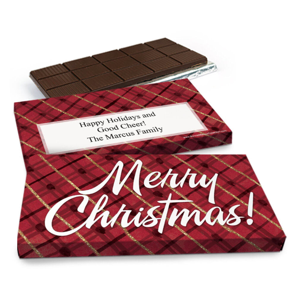 Deluxe Personalized Classical Christmas Chocolate Bar in Gift Box (3oz ...
