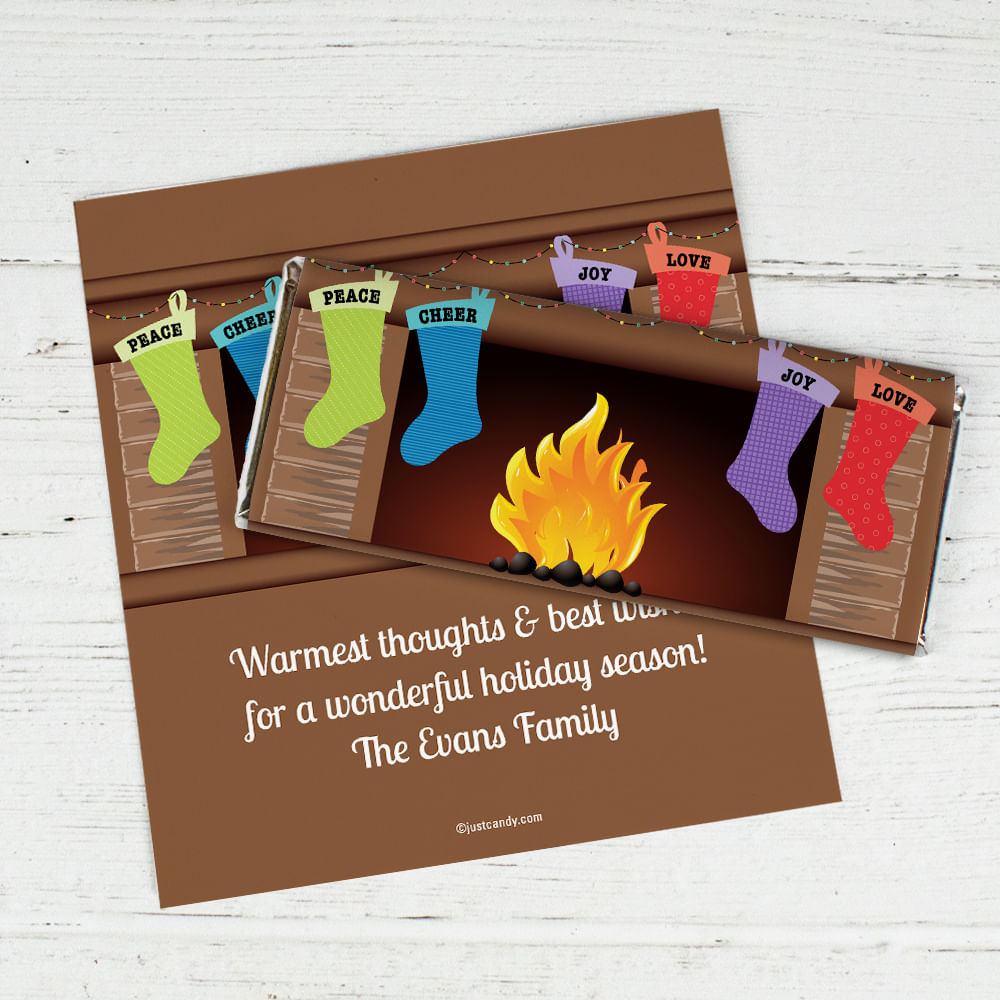 Christmas | Personalized Chocolate Bar Wrappers | Stockings Hung by ...