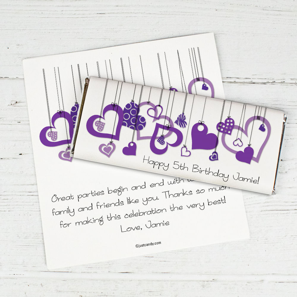 Birthday | Personalized Chocolate Bar Wrappers | Hanging Hearts ...