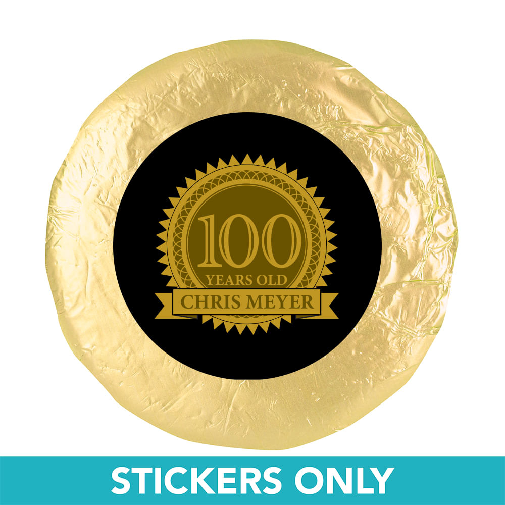 Personalized 100th Birthday 1.25" Stickers (48 Stickers) - JustCandy.com