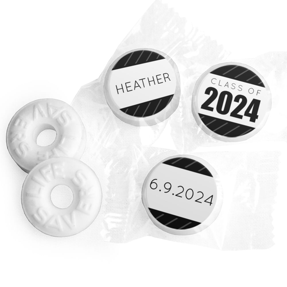 Graduation Personalized Life Savers Mints Pinstripes - JustCandy.com