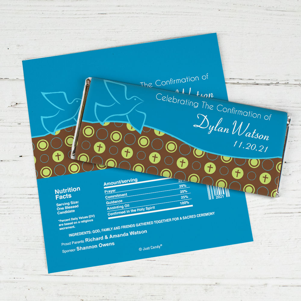 Confirmation | Personalized Chocolate Bar Wrappers | Doves & Circle ...