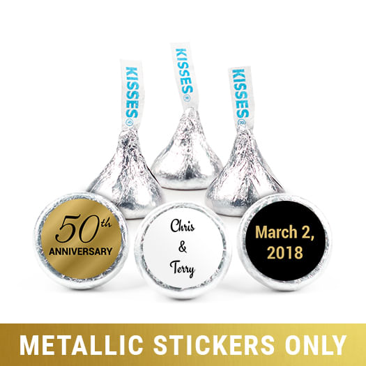 Personalized Metallic Anniversary 50th 3/4" Stickers (108 Stickers ...