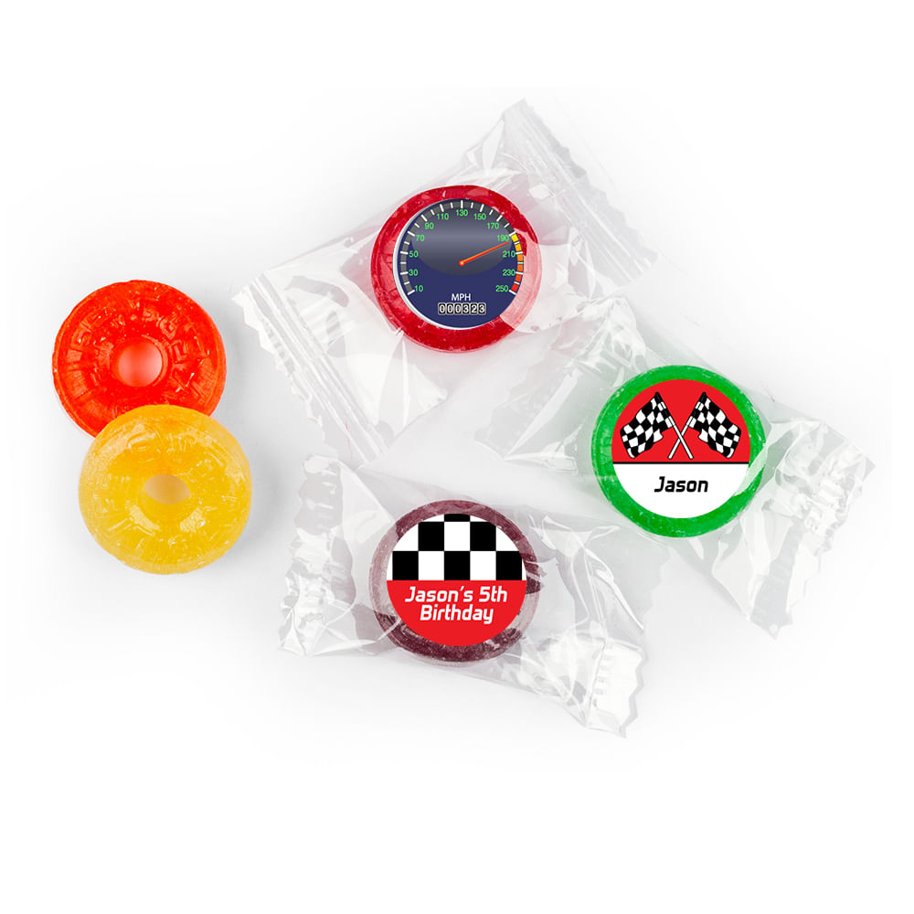Birthday Racing Themed Personalized 5 Flavor Hard Candy - JustCandy.com