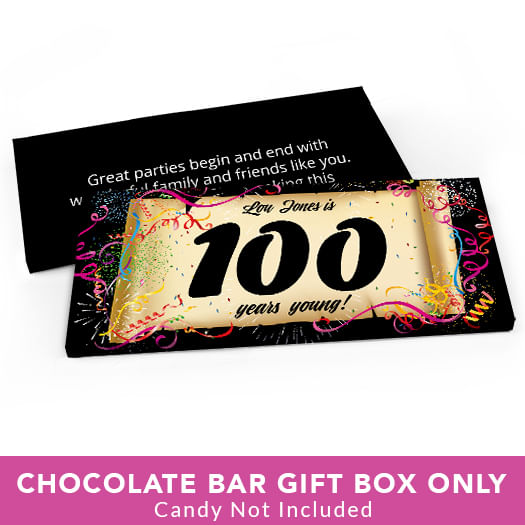 Deluxe Personalized Birthday 100th Confetti Birthday Candy Bar Favor ...