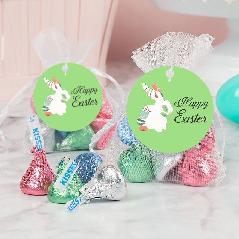 Easter Floral Bunny Hershey's Kisses in Organza Bags - JustCandy.com