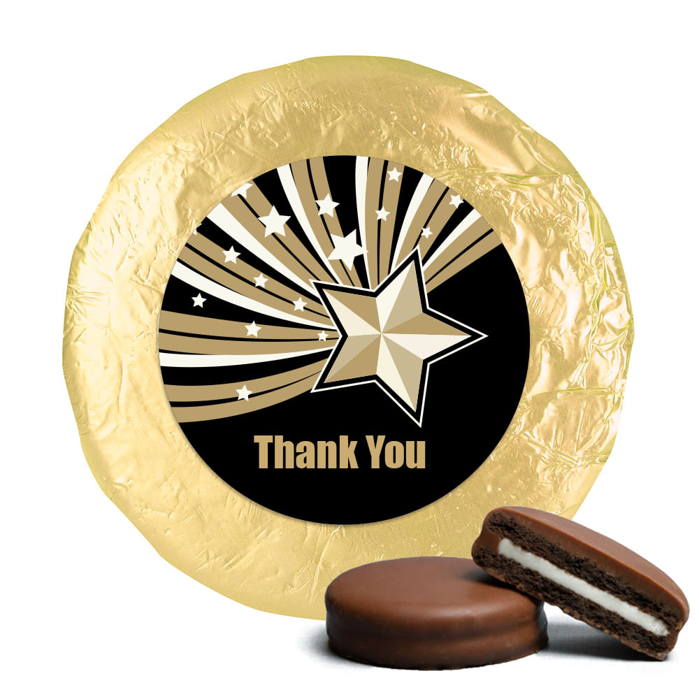 Business Thank You Chocolate Covered Oreos Gold Stars - JustCandy.com