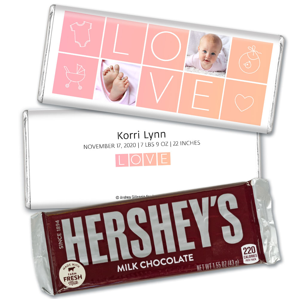 Personalized Boxes of Love Baby Girl Birth Announcement Hershey's ...