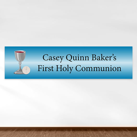 Personalized Communion Host & Silver Chalice 5 Ft. Banner - JustCandy.com