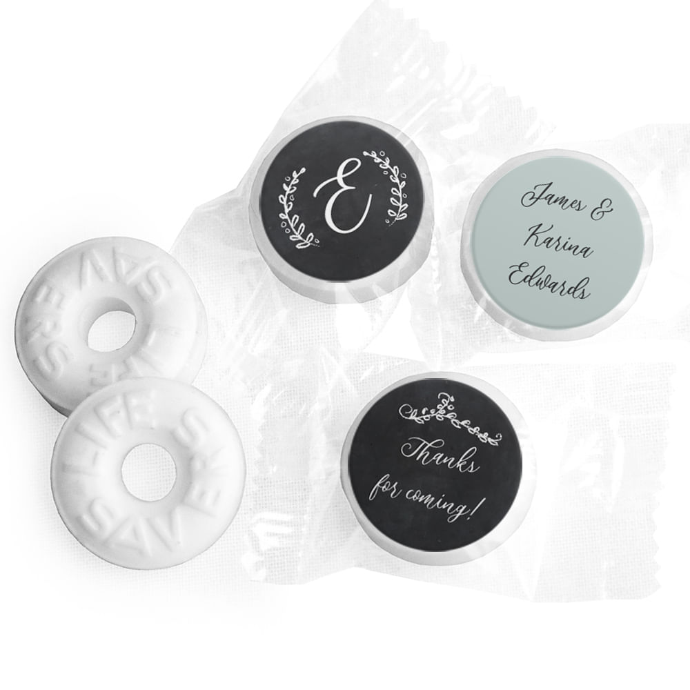 Personalized Wedding Chalkboard Lettering LifeSavers Mints - JustCandy.com