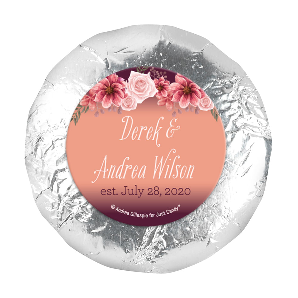 Personalized Wedding Blushing Burgundy 1.25" Stickers (48 Stickers ...