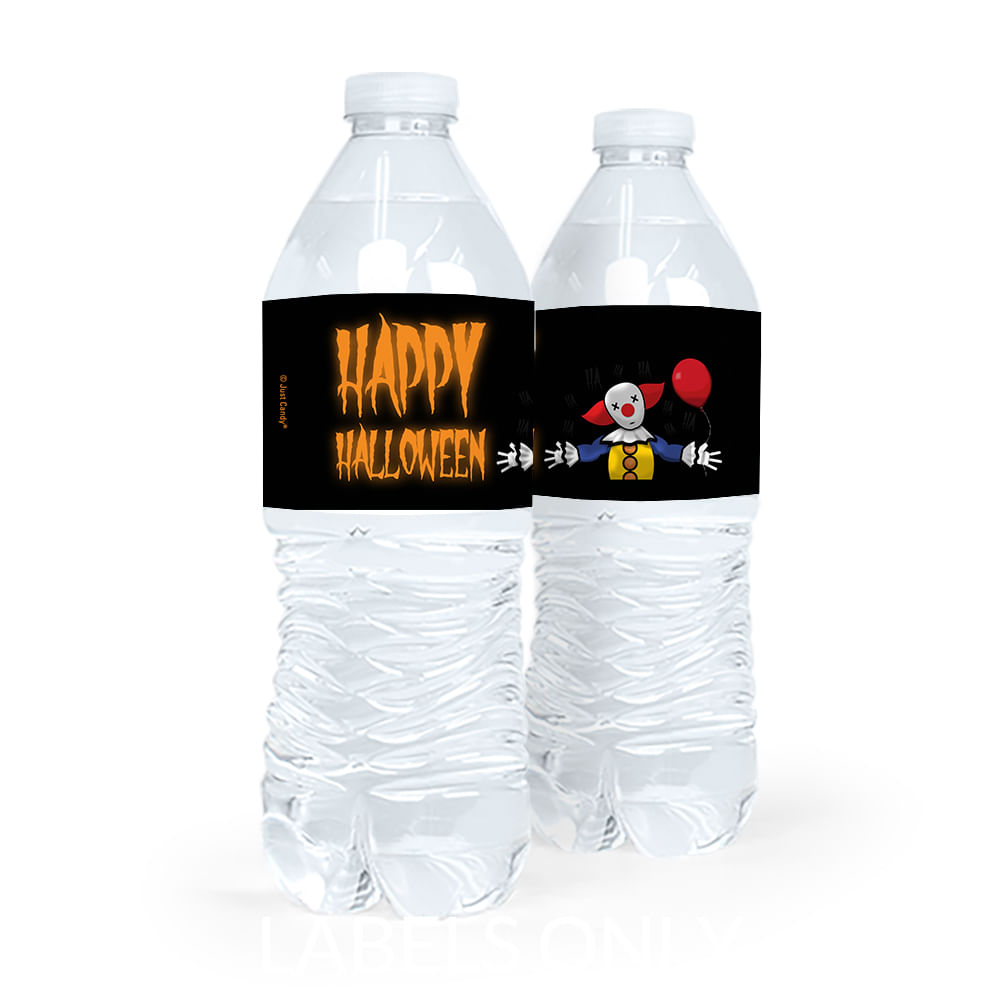 Personalized Halloween Creepy Clown Water Bottle Labels (5 Labels ...