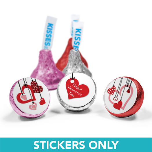 Valentine's Day 3/4" Sticker Hanging Hearts (108 Stickers) - JustCandy.com