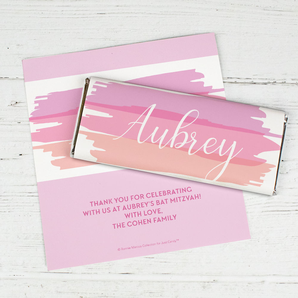 Bat Mitzvah | Personalized Chocolate Bar Wrappers | Pink Watermark ...