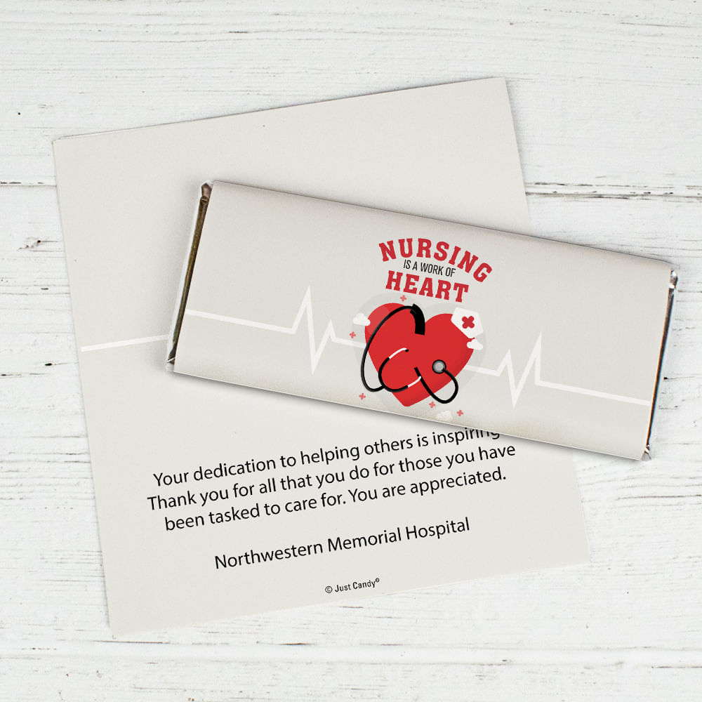 Personalized Nurse Appreciation Working Heart Chocolate Bar Wrappers ...