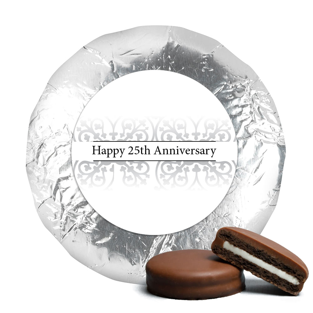 Anniversary Chocolate Covered Oreos Silver 25th Fleur de Lis Gilded ...