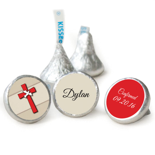 Confirmation 3/4" Sticker Red Cross and Dove (108 Stickers) - JustCandy.com