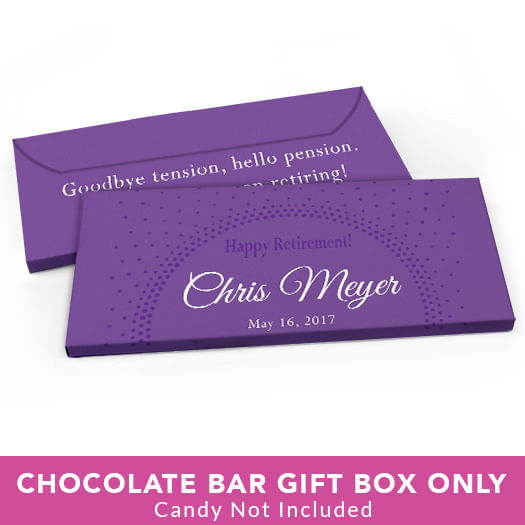 Deluxe Personalized Retirement Sunburst Candy Bar Favor Box - JustCandy.com