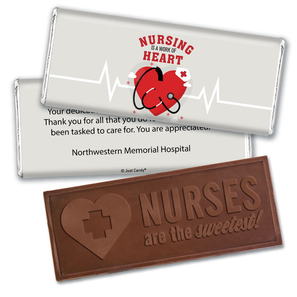 Personalized Nurse Appreciation Working Heart Embossed Nurse Chocolate ...