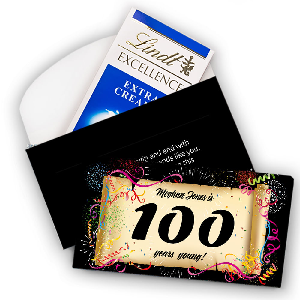 Deluxe Personalized Milestone 100th Birthday Confetti Lindt Chocolate ...