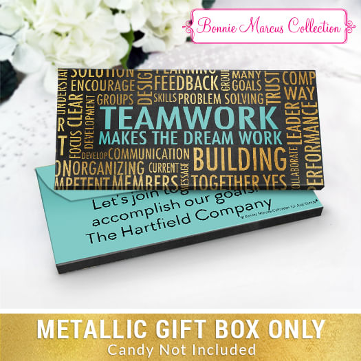 Deluxe Personalized Teamwork Word Cloud Candy Bar Favor Box - JustCandy.com