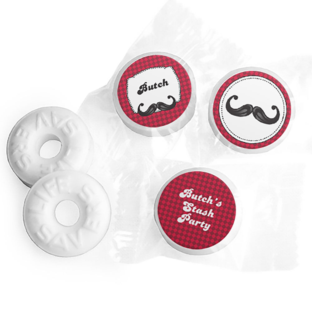 Personalized Birthday Mustache Madness Life Savers Mints - JustCandy.com