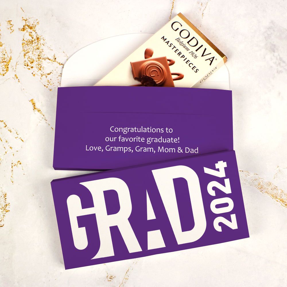 Deluxe Personalized Graduation Grad Bar Godiva Chocolate Bar in Gift ...