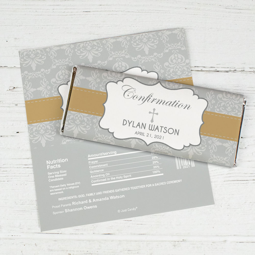 Personalized Confirmation Cross Chocolate Bar Wrappers Only - JustCandy.com