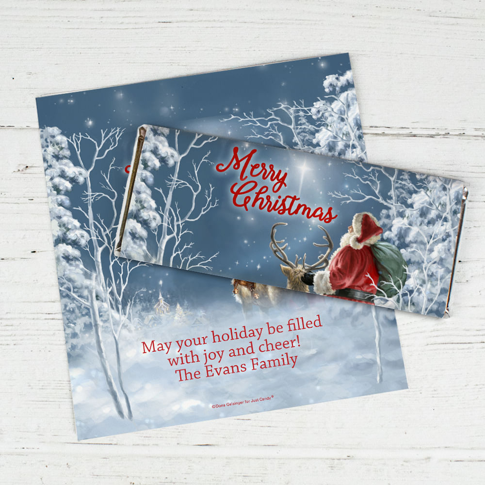 Personalized Christmas Starry Night Santa Chocolate Bar Wrappers Only ...