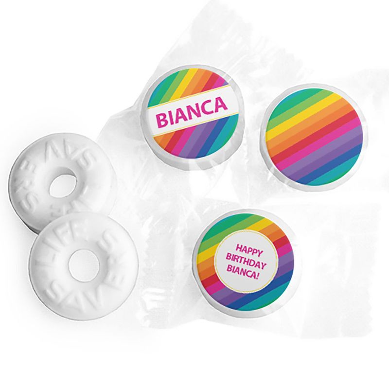 Personalized Birthday Rainbow Life Savers Mints - JustCandy.com