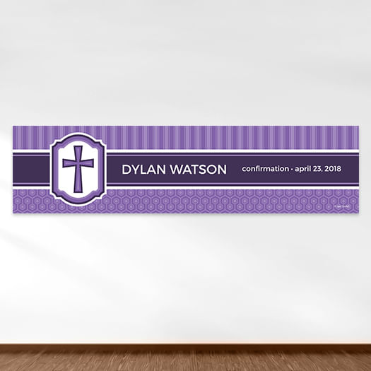 Personalized Confirmation Engraved Cross 5 Ft. Banner - JustCandy.com