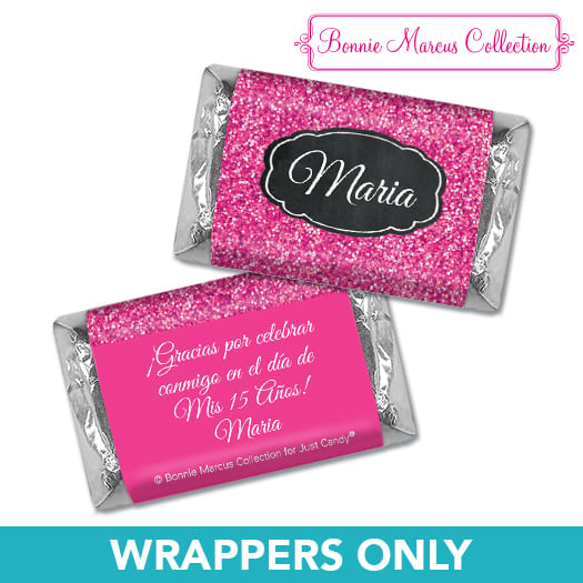 Personalized Bonnie Marcus Quinceanera Pink Sparkle Mini Wrappers Only ...