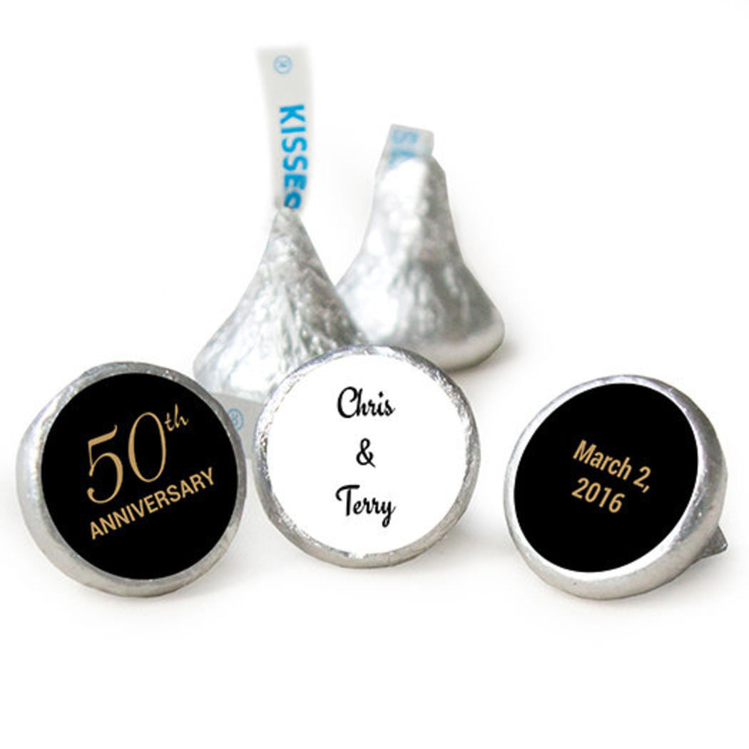 Anniversary 3/4" Stickers Simple 50th Anniversary Personalized (108 ...