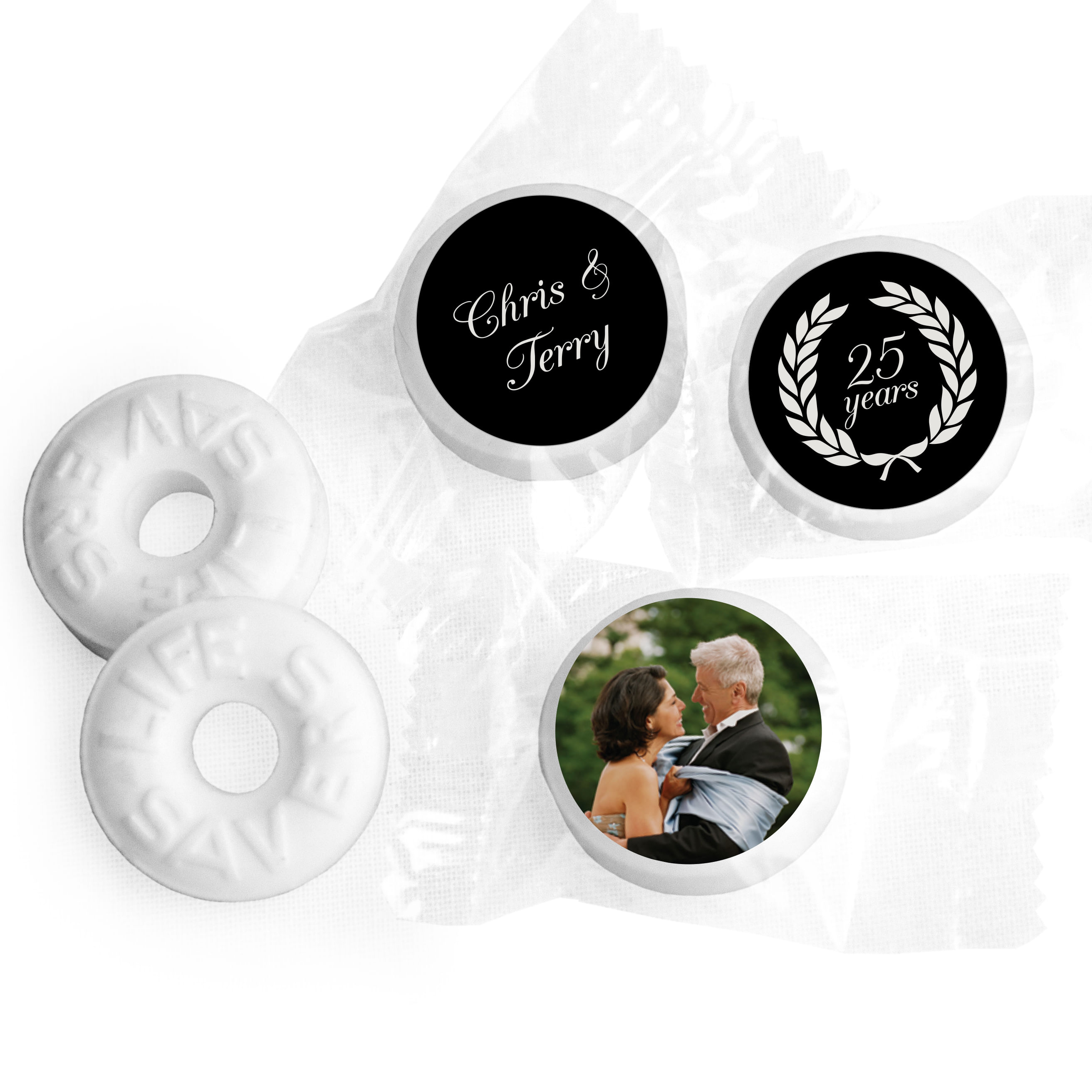 Anniversary Personalized Life Savers Mints Then & Now Photo - JustCandy.com
