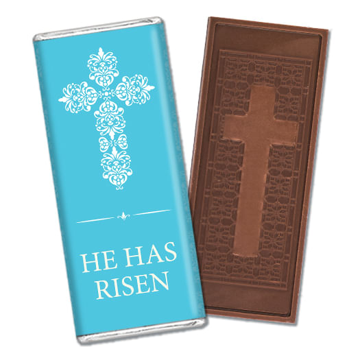 Personalized Easter Blue Cross Embossed Cross Chocolate Bar - JustCandy.com