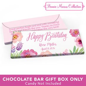 Deluxe Personalized Adult Birthday Floral Embrace Candy Bar Favor Box ...
