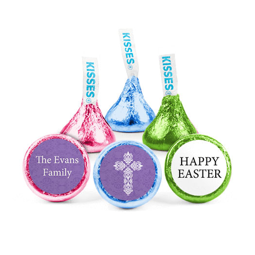 Personalized Easter Purple Cross 3/4" Sticker (108 Stickers ...