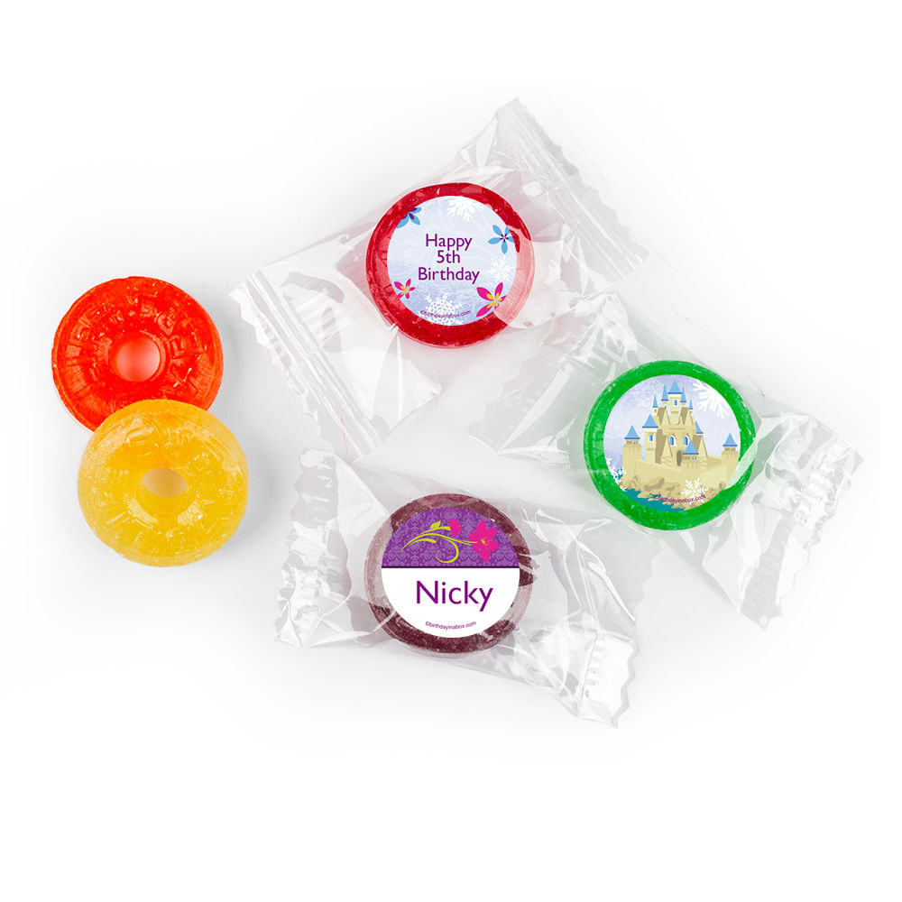 Birthday Frozen Theme Personalized 5 Flavor Hard Candy - JustCandy.com