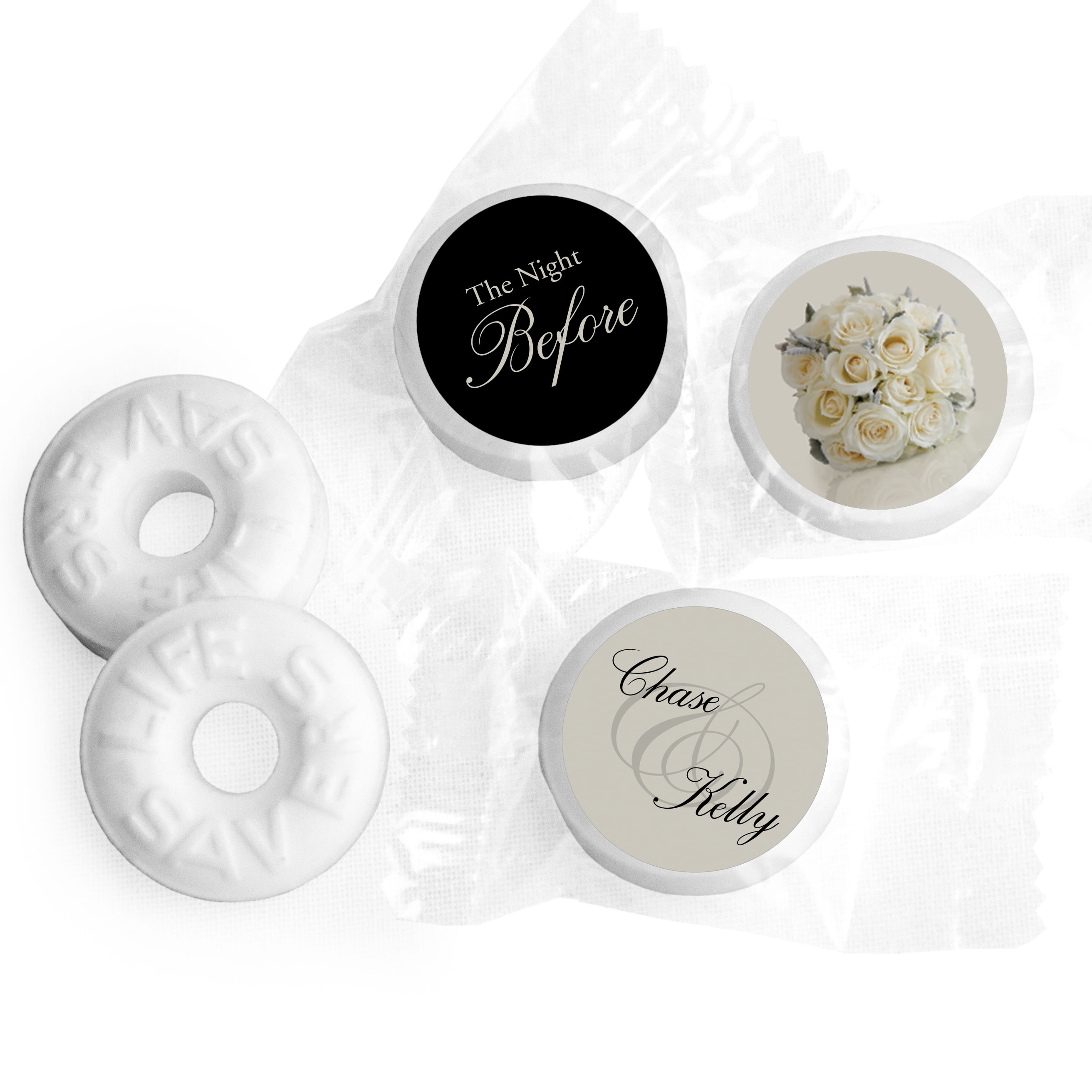 Wedding Rehearsal Dinner Personalized Life Savers Mints White Bouquet ...