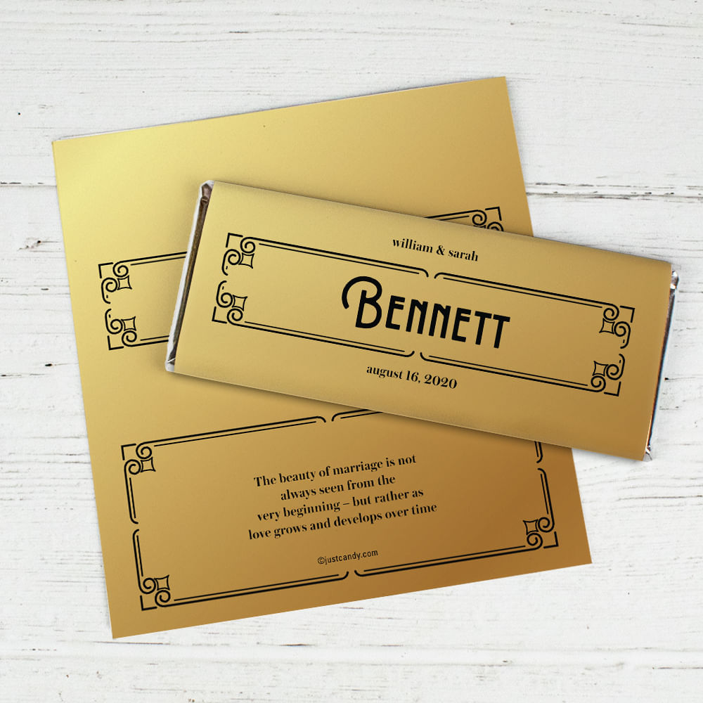 Personalized Wedding Love is Golden Chocolate Bar Wrappers - JustCandy.com