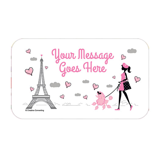 Paris Party Personalized Rectangular Stickers (18 Stickers) Just Candy - JustCandy.com