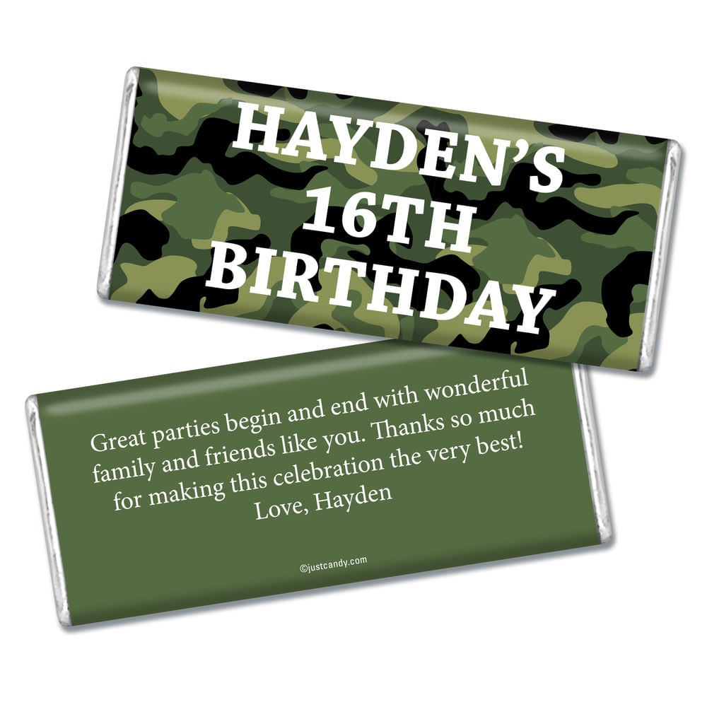 Birthday Personalized Hershey's Milk Chocolate Bar Military Army Green ...