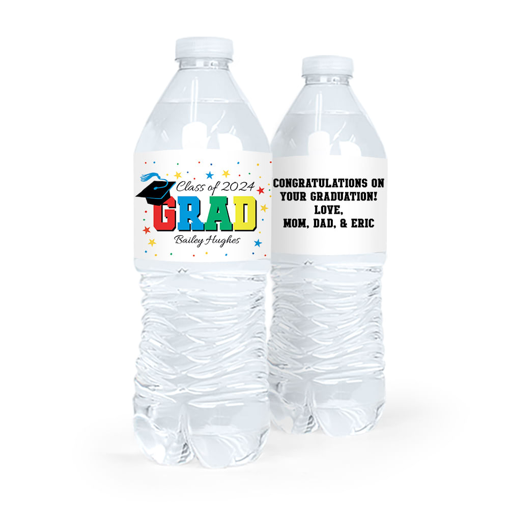 Grad Stars Water Bottle Sticker Labels (5 Labels) - JustCandy.com