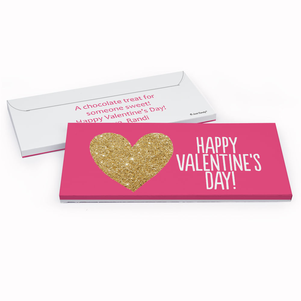 Deluxe Personalized Valentine's Day Glitter Heart Candy Bar Favor Box ...
