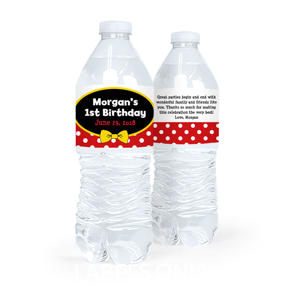 Personalized First Birthday Mickey Mouse Theme Water Bottle Sticker ...