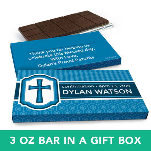 Deluxe Personalized Confirmation Boy's Framed Cross Chocolate Bar in ...