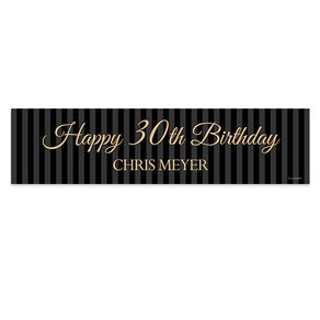 Personalized 30th Regal Stripes Birthday 5 Ft. Banner - JustCandy.com