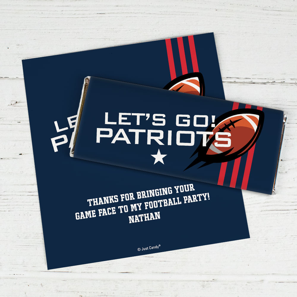 Personalized Patriots Football Party Chocolate Bar Wrappers Only ...