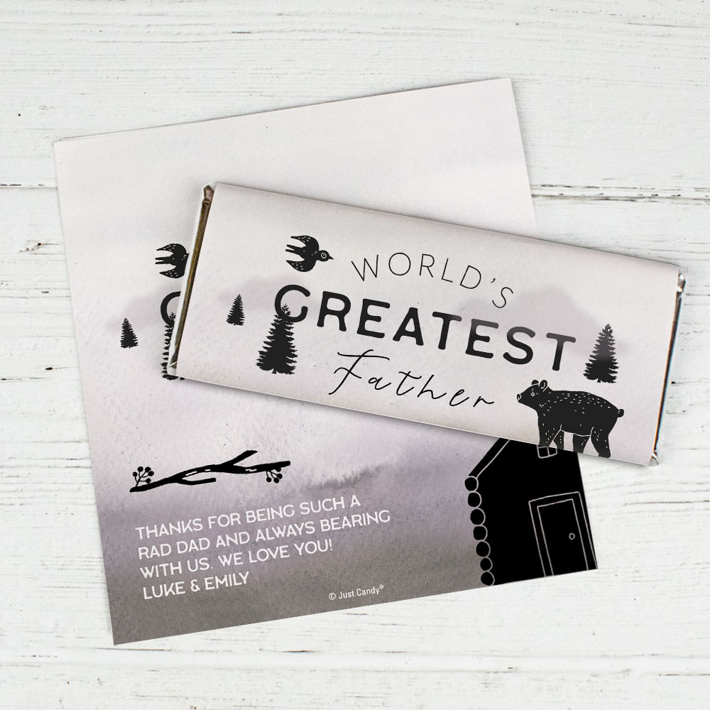Personalized Father's Day Wisdom & Wilderness Chocolate Bar - JustCandy.com